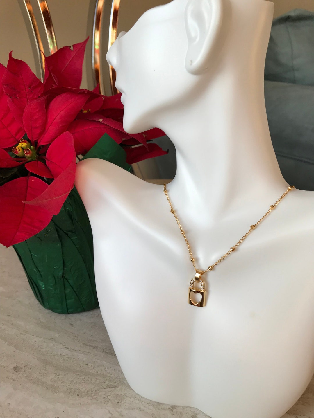 14K Gold Padlock Heart Pendant Necklace - Symbol of Love and Security ...