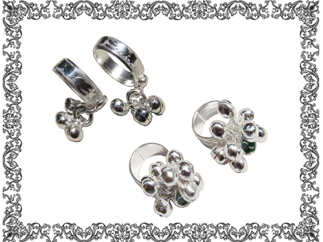 Silver Plated Metal Toe Rings With Bells Women Girls Ghungroo Rings ...
