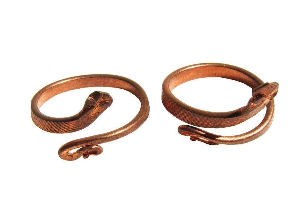 4 X Copper Snake Toe Ring Women Girls Ethnic Wear, Meditation ...