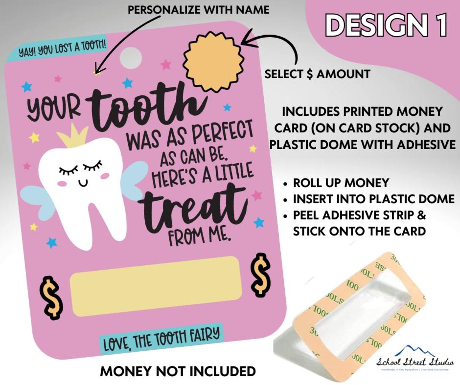 Personalized Tooth Fairy Money Card Kit, Tooth Fairy Money Card ...