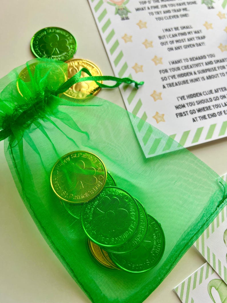 Leprechaun Scavenger Hunt With Coins and Stickers - Leprechaun Letter ...