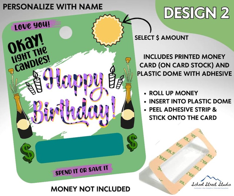 Personalized Birthday Money Card Holder, Money Holder With Name for ...