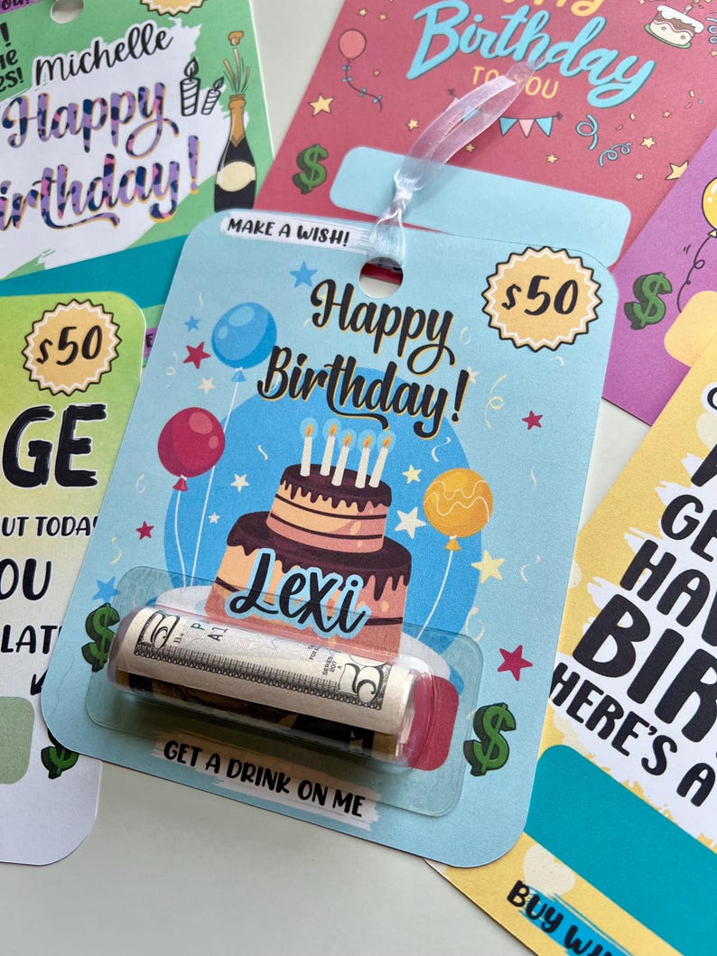 Personalized Birthday Money Card Holder, Money Holder With Name for ...