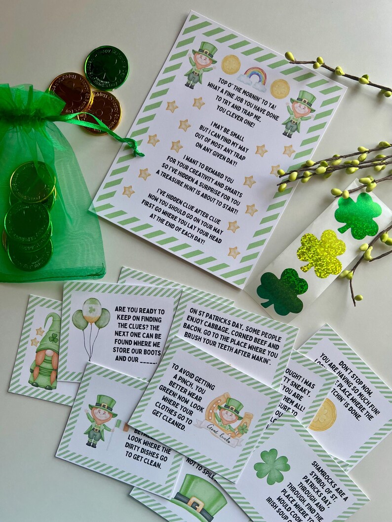 Leprechaun Scavenger Hunt With Coins and Stickers - Leprechaun Letter ...