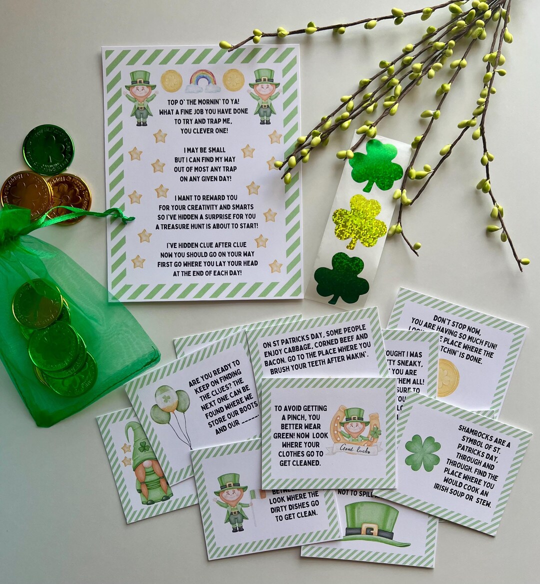 Leprechaun Scavenger Hunt With Coins and Stickers - Leprechaun Letter ...