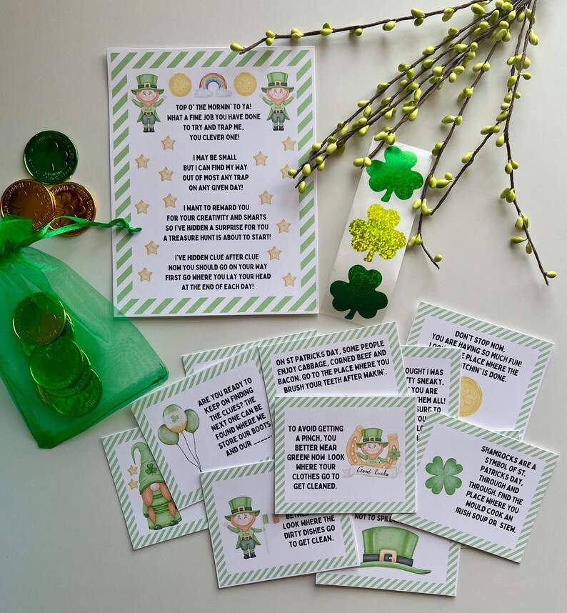 Leprechaun Scavenger Hunt With Coins and Stickers - Leprechaun Letter ...