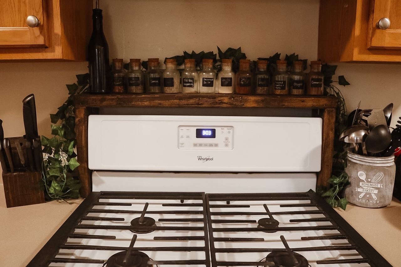 Above the Oven Wooden Spice Rack, Distressed Shelves, Handmade, Spice ...