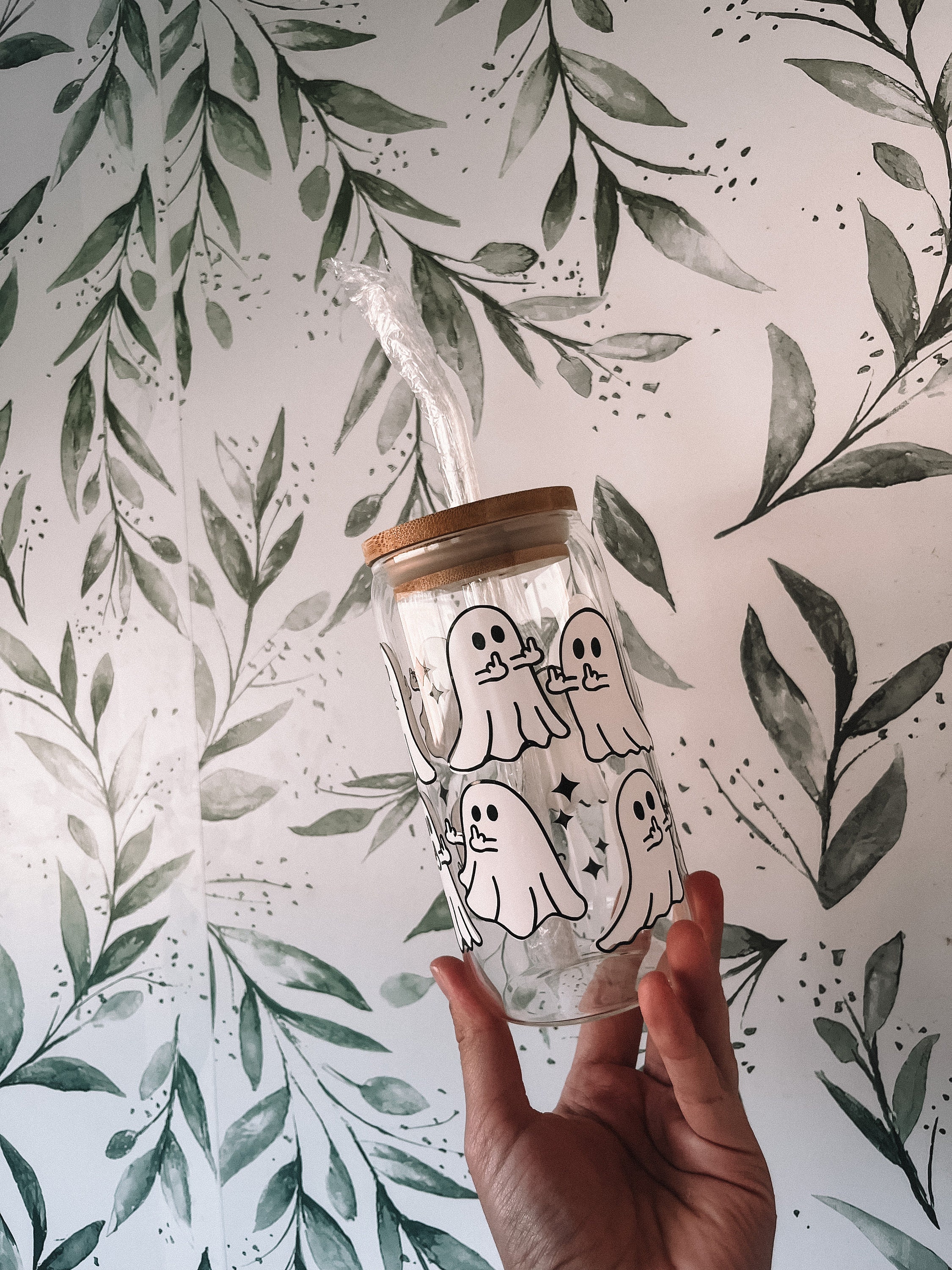 Halloween Can Glass, Ghost Glass Tumbler With Lid and Straw - Etsy