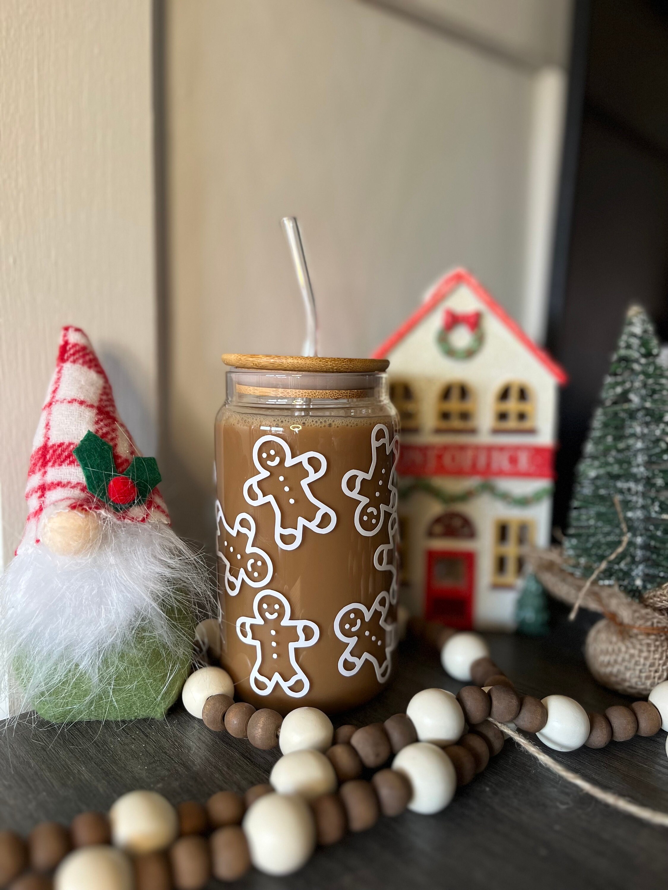 16 Oz Libbey Gingerbread Glass Cup, Christmas Coffee Jar, Can Glass ...