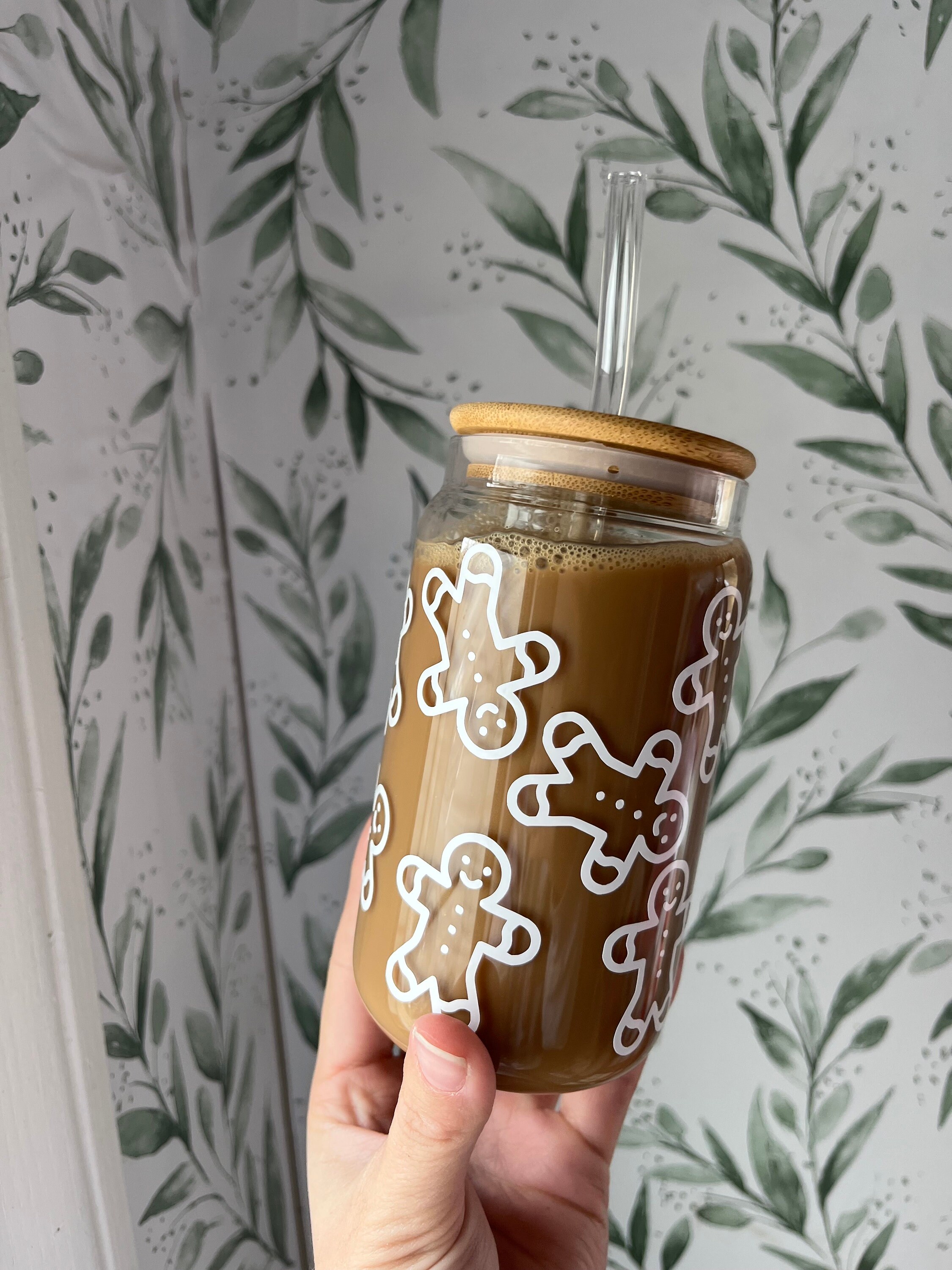 16 Oz Libbey Gingerbread Glass Cup, Christmas Coffee Jar, Can Glass ...