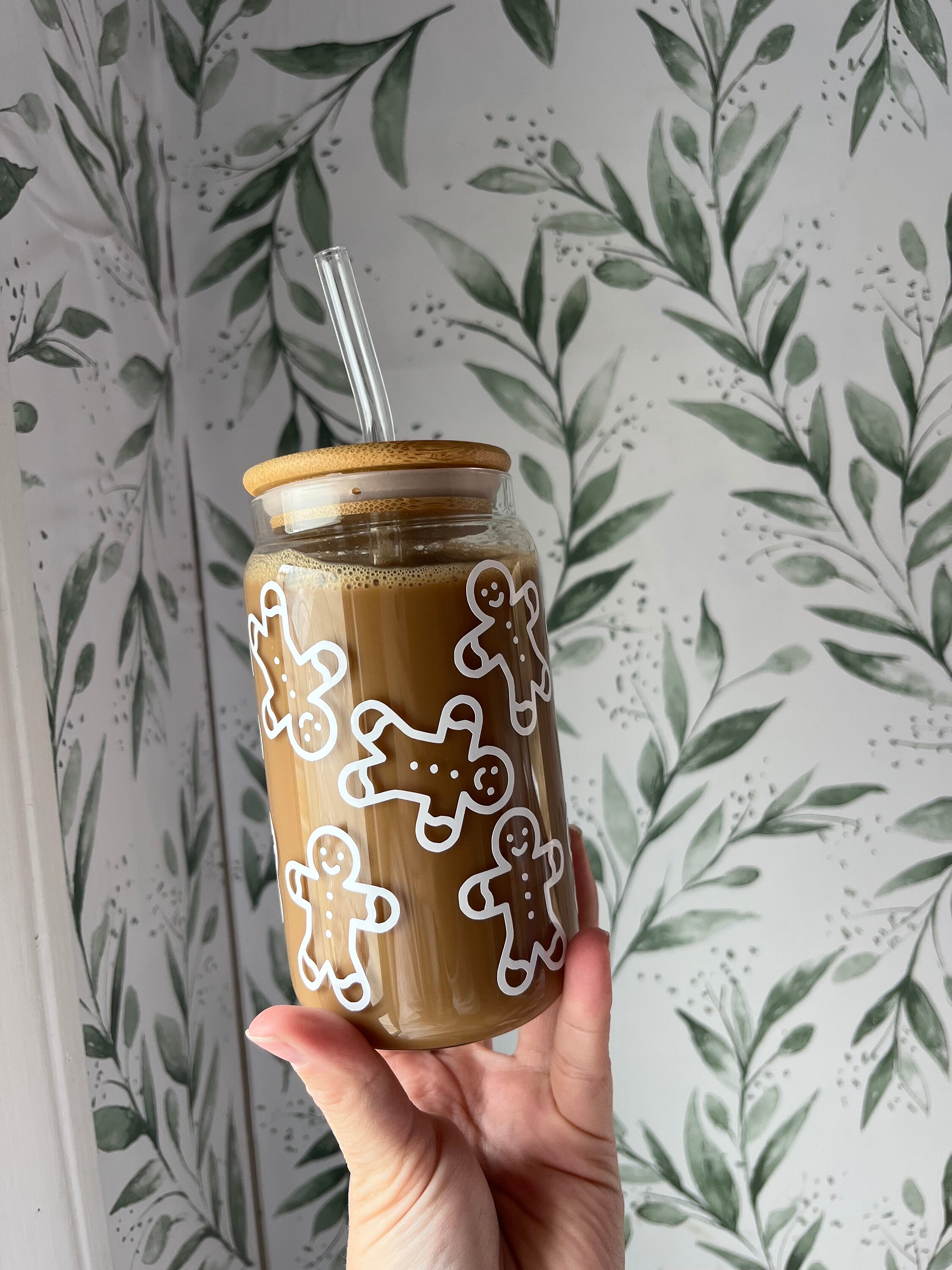 16 Oz Libbey Gingerbread Glass Cup, Christmas Coffee Jar, Can Glass ...