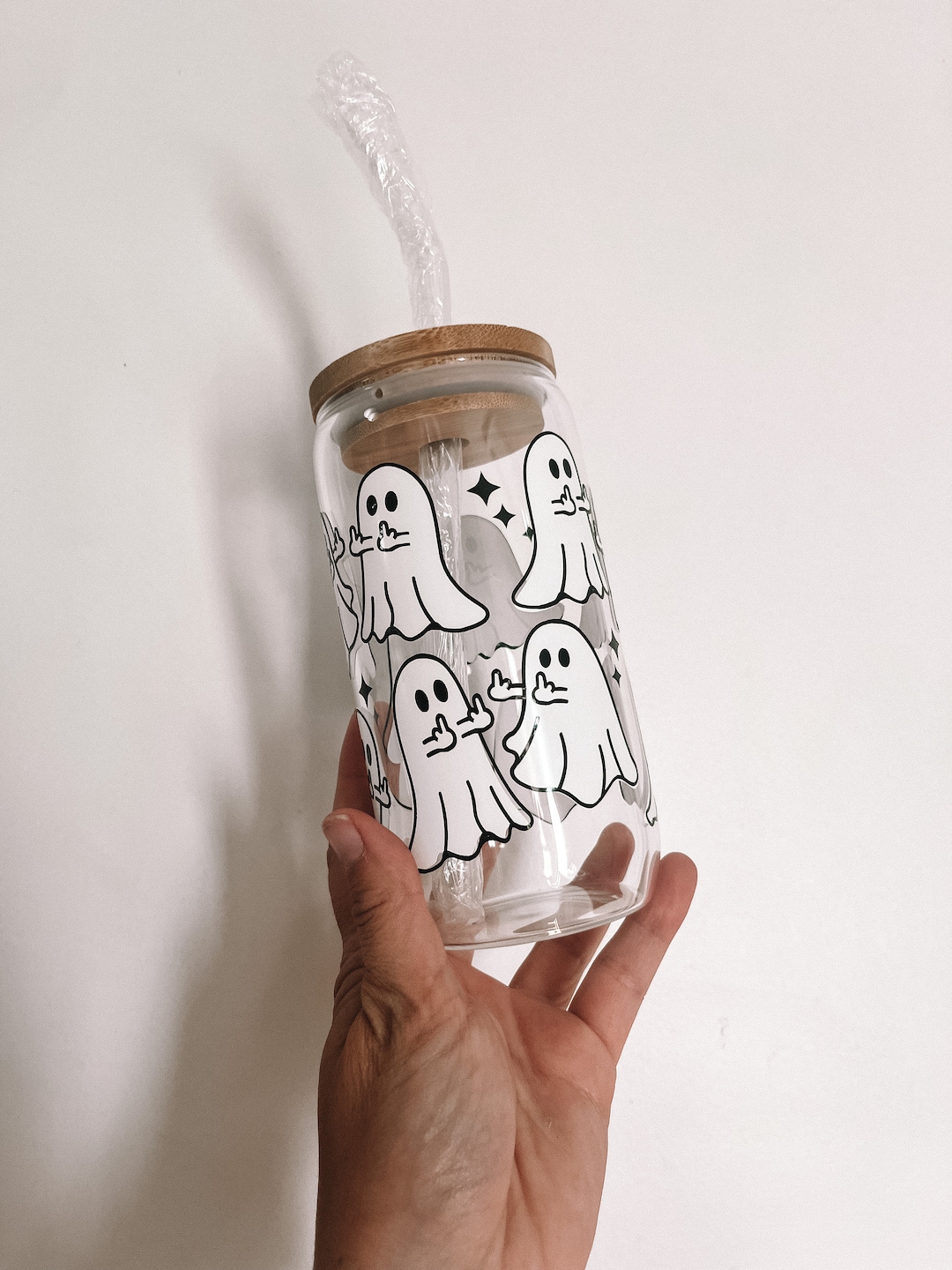 Halloween Can Glass, Ghost Glass Tumbler With Lid and Straw - Etsy