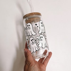 Halloween Can Glass, Ghost Glass Tumbler With Lid and Straw - Etsy