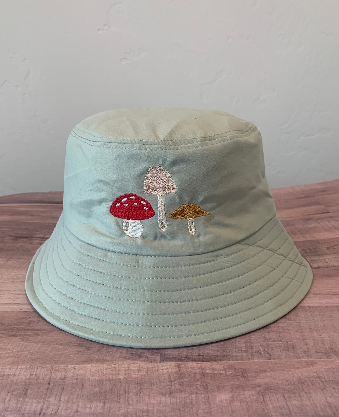 Mushroom Embroidered Bucket Hat Cotton Womens Bucket Hat for Spring ...