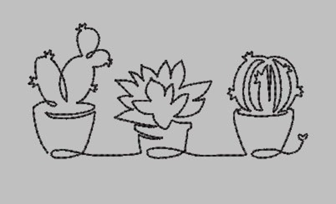 Succulent Line Art Embroidery Design | Simple Plant Embroidery Design ...