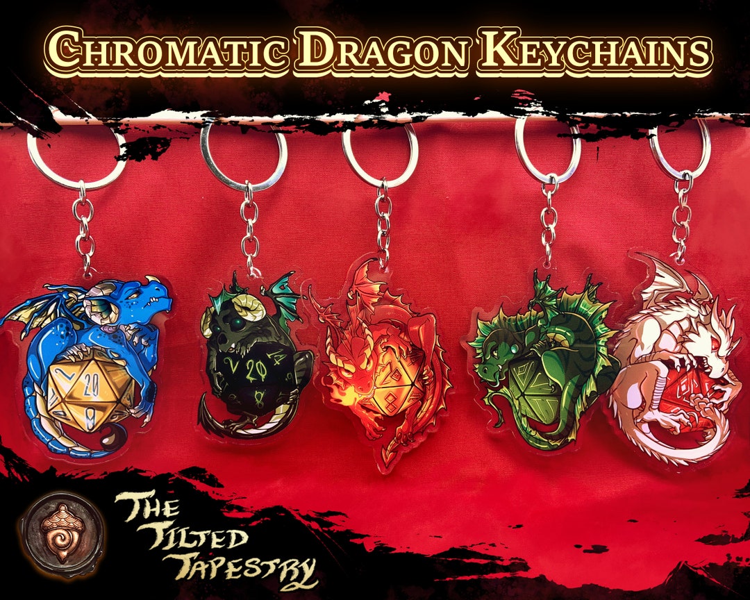 TTRPG Chromatic Dragon Acrylic Keychains - Red, Blue, Green, Black, and ...