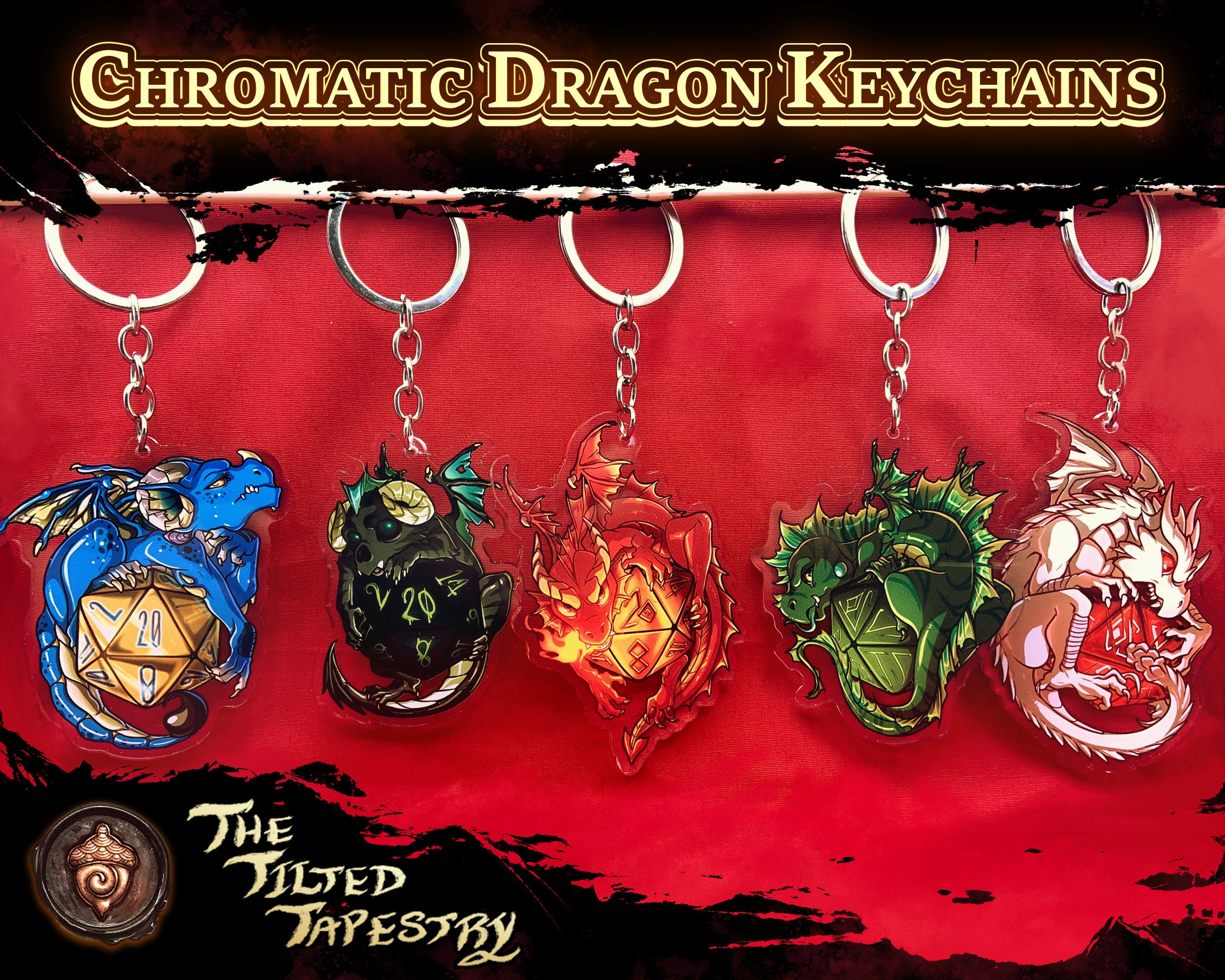 TTRPG Chromatic Dragon Acrylic Keychains Red, Blue, Green, Black, and ...