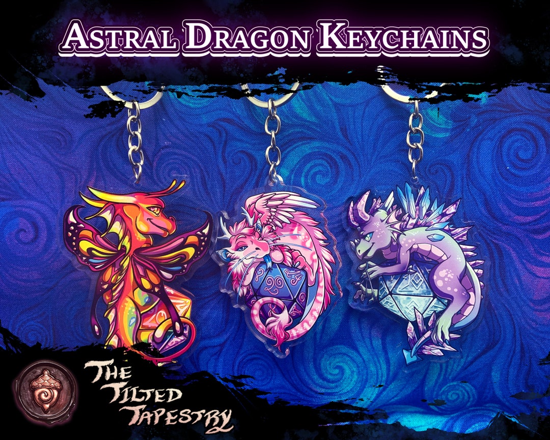 TTRPG Astral Dragon Acrylic Keychains - Faerie, Pink, and Purple ...