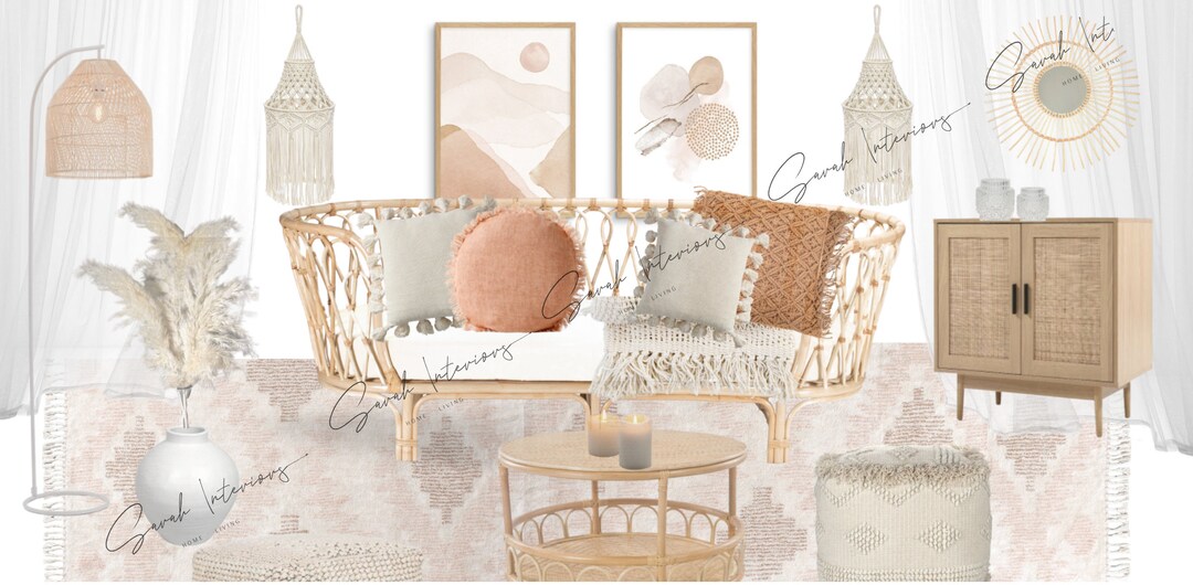 Warm Boho Package *online Interior Design Package* Living Room I ...