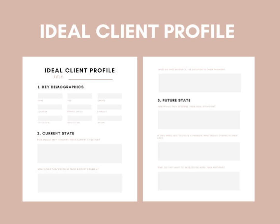 Printable: Ideal Client Avatar, Target Client, Client Profile Worksheet ...