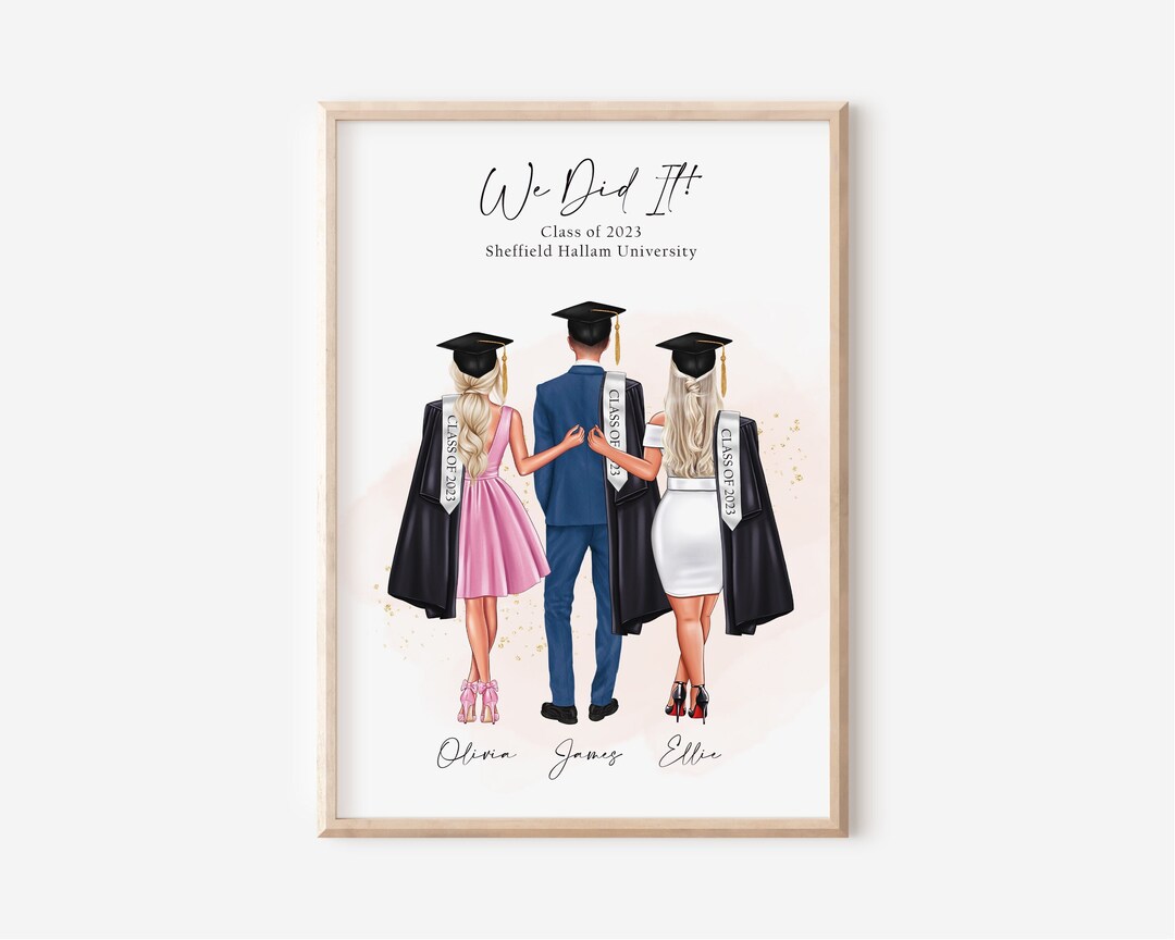 Personalised Graduation Friends Print, Graduation Gift, University ...