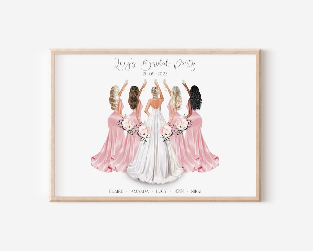 Personalised Bridal Party Print, Bride & Bridesmaids Print, Bridal Gift ...