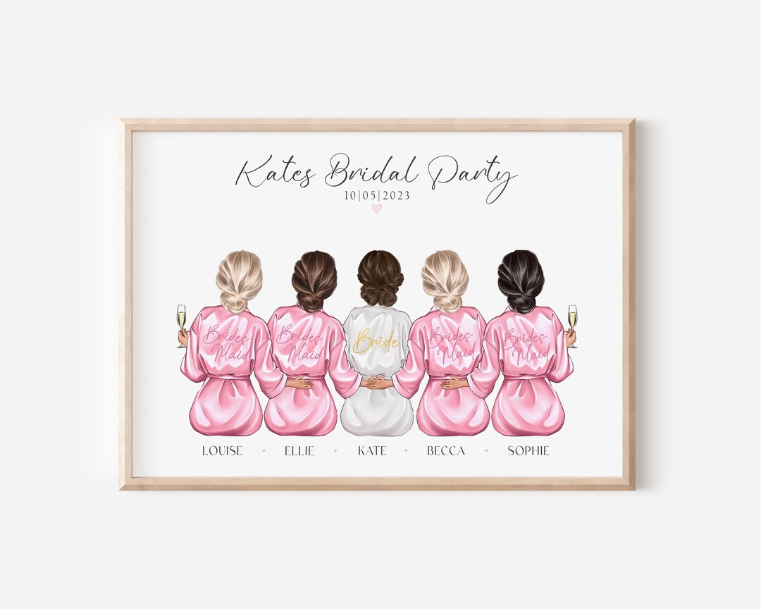Personalised Bridal Party Print, Bridesmaids Print, Bridal Gift ...
