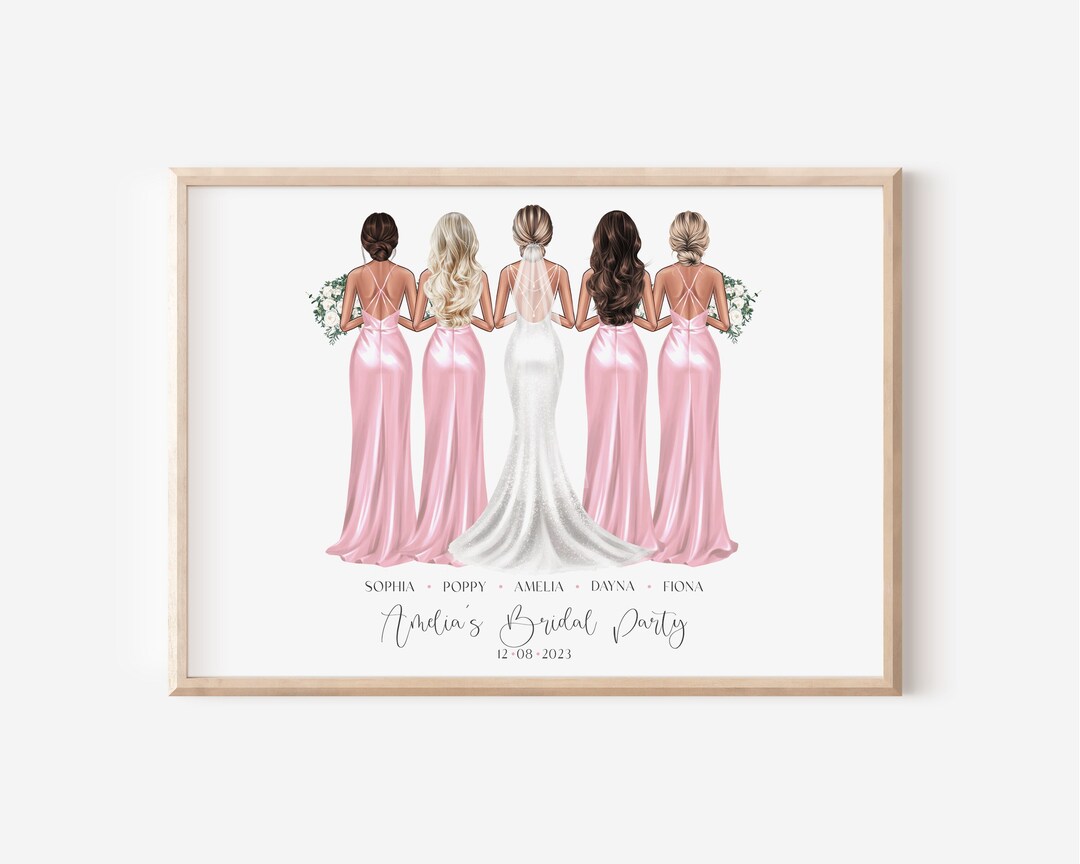Personalised Bridal Party Print, Bride & Bridesmaids Print, Bridal Gift ...