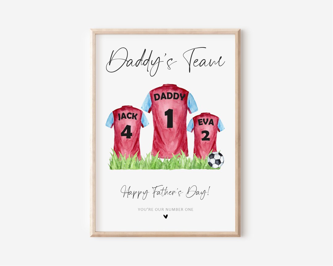 Personalised Football Shirt Print, Dad Birthday Print, Birthday Gift ...