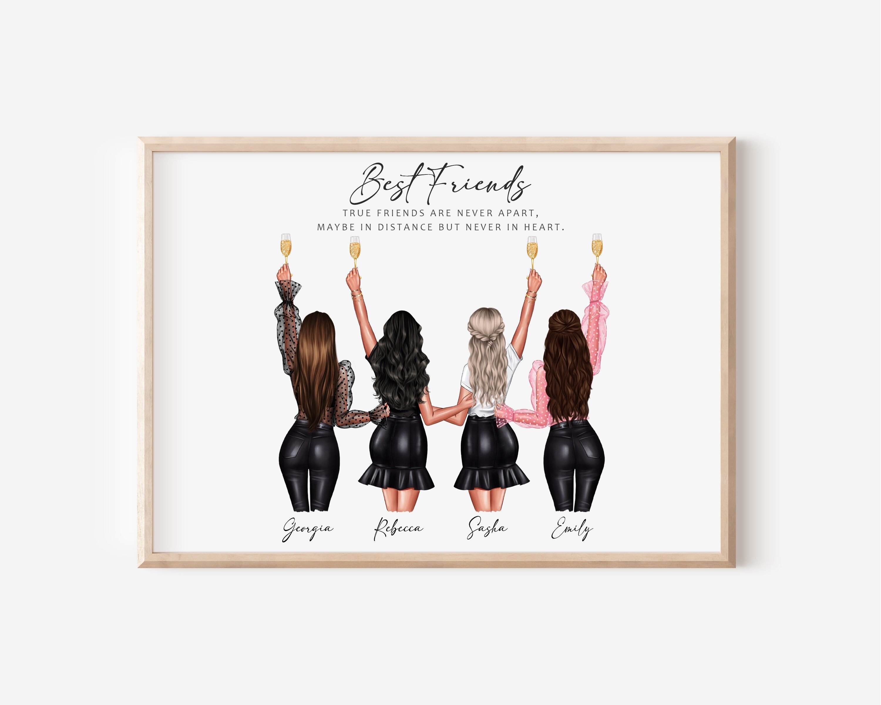 4 Friends Print Personalised Best Friend Print Best Friend - Etsy UK