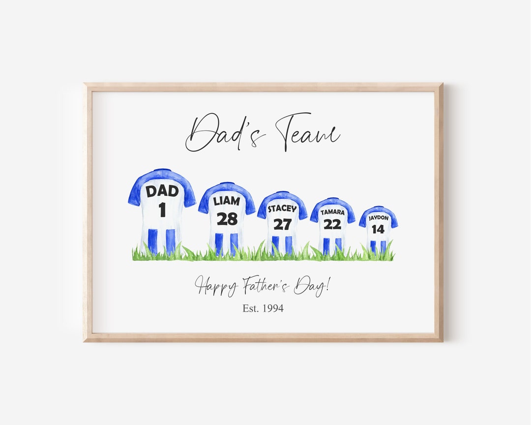 Personalised Football Shirt Print, Dad Birthday Print, Birthday Gift ...