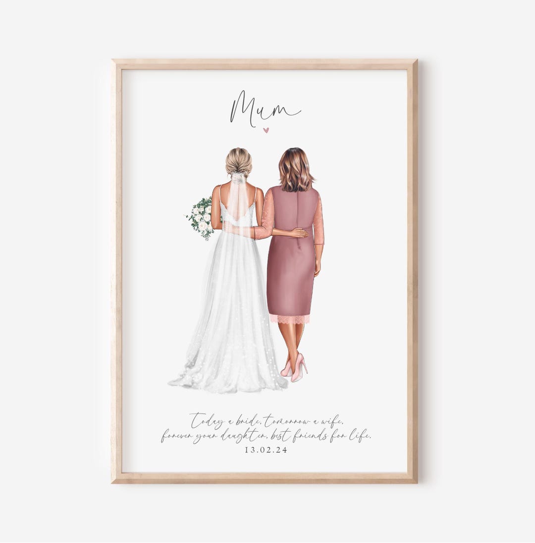 Personalised Mother of the Bride Print, Mother to Bride Wedding Print ...