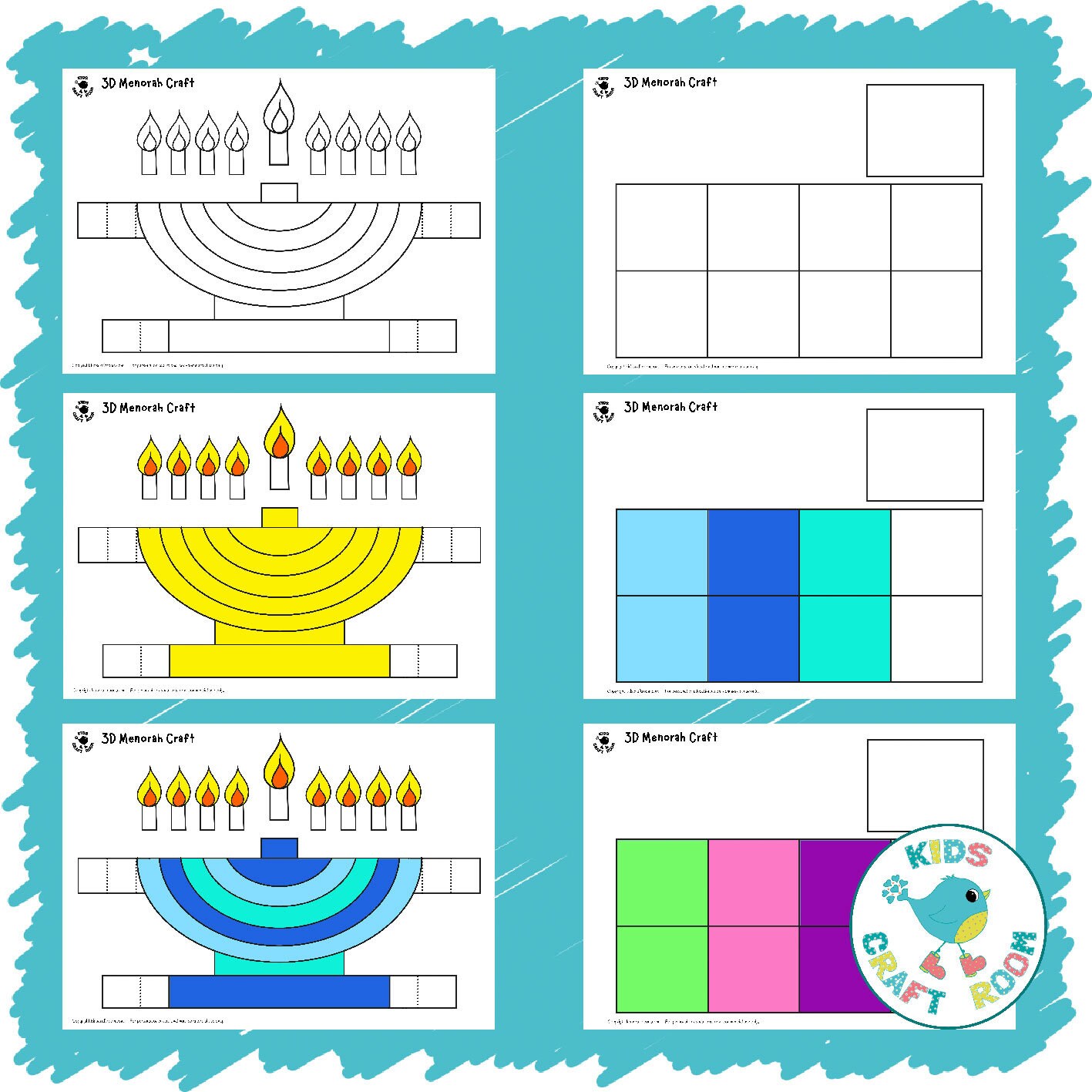 3D Menorah Craft and Hanukkah Cards - Etsy