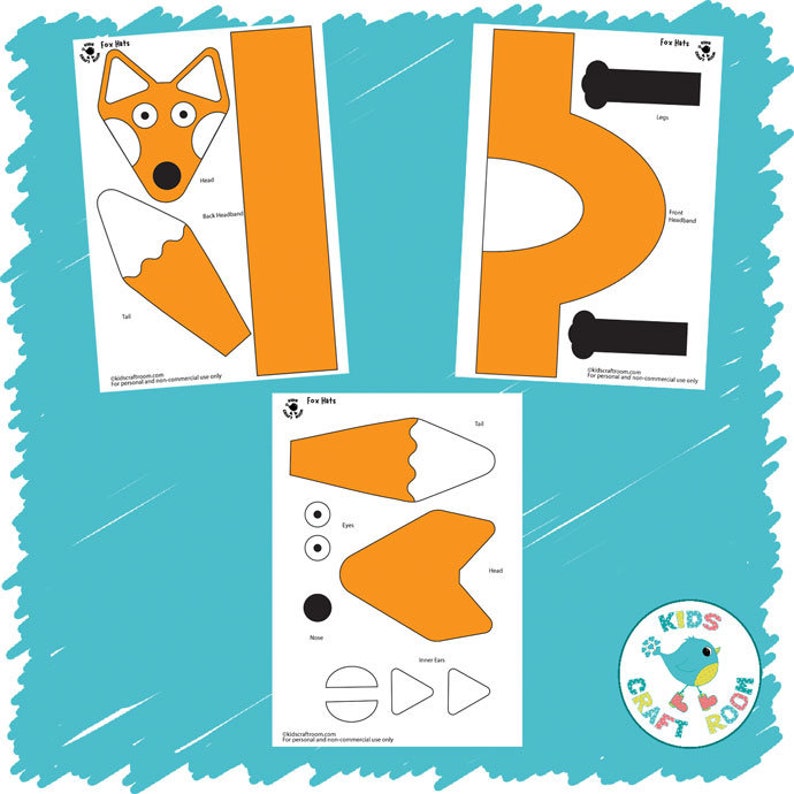 Fox Hats: Printable Craft Template (digital Download) - Etsy