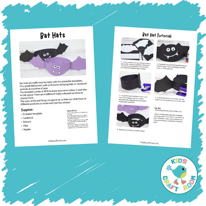 Printable Bat Hats: Halloween Craft Template (digital Download) - Etsy