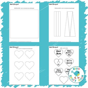 Heart Flower Bouquet Craft: Printable Mother's Day Template (digital ...