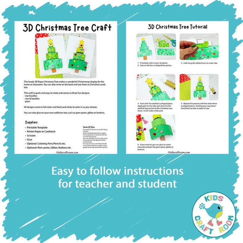 3D Christmas Tree Craft for Kids - Etsy