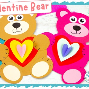 Valentine Bear Craft: Kids Heart Project (digital Download) - Etsy