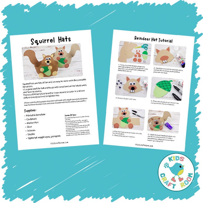 Squirrel Hat Craft Template: Printable Forest Animal Activity (digital ...