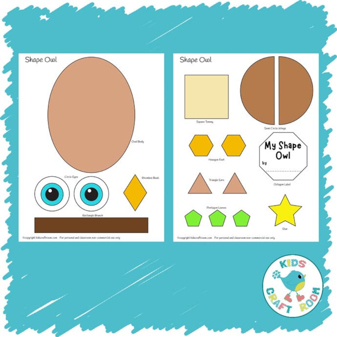 Shape Owl Craft: Printable Shapes Activity (PDF Pattern) - Etsy