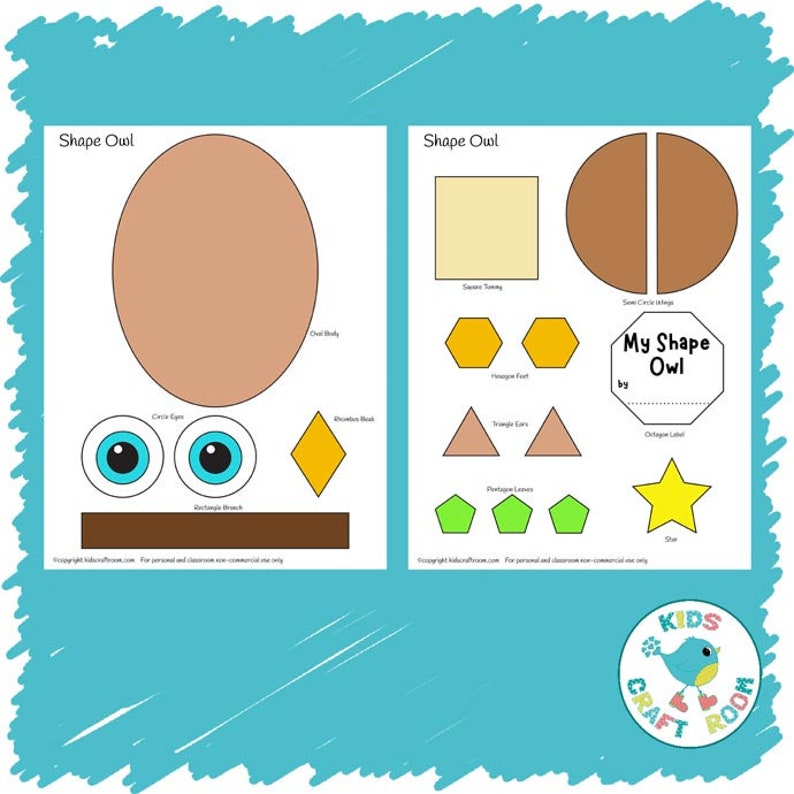 Shape Owl Craft: Printable Shapes Activity (PDF Pattern) - Etsy