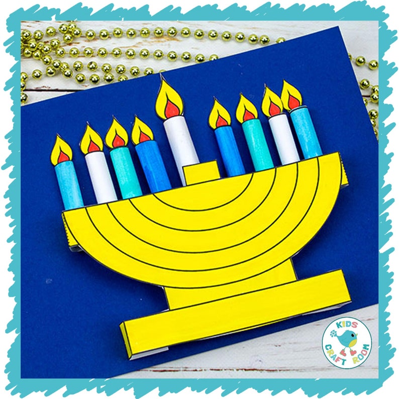 3D Menorah Craft and Hanukkah Cards - Etsy
