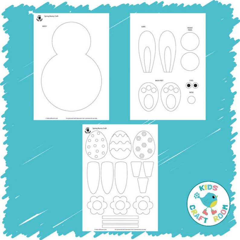 Spring Bunny Craft: Printable Easter Template (PDF) - Etsy