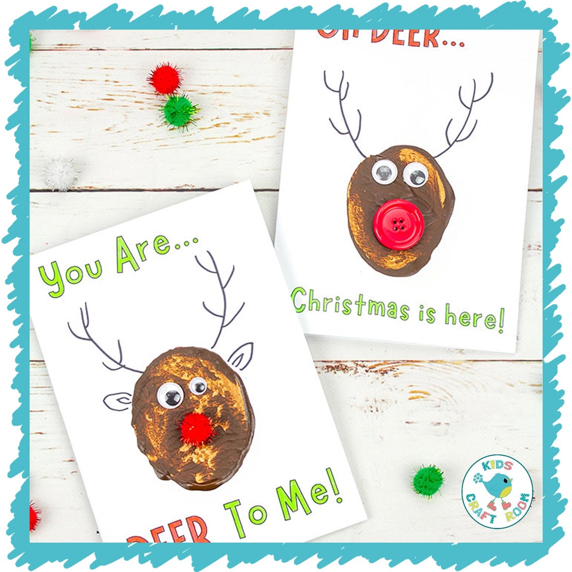 Funny Pun Reindeer Cards (potato Printing Activity) - Etsy
