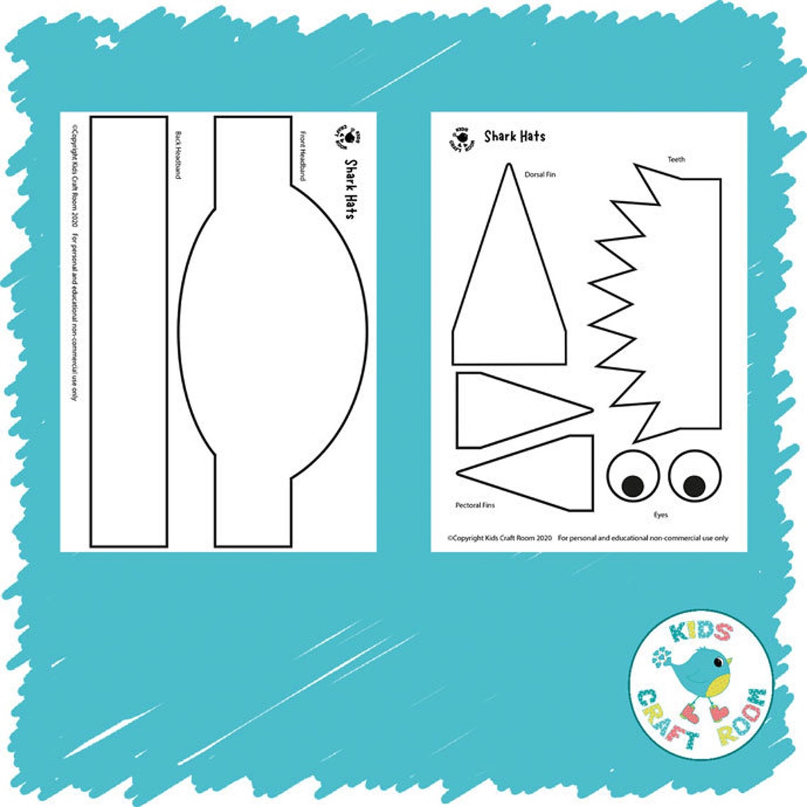 Shark Hats: Fun Printable Craft Template (digital Download) - Etsy