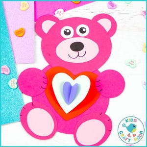Valentine Bear Craft: Kids Heart Project (digital Download) - Etsy