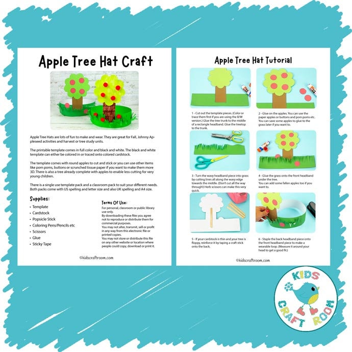 Apple Tree Hat Craft for Kids - Etsy