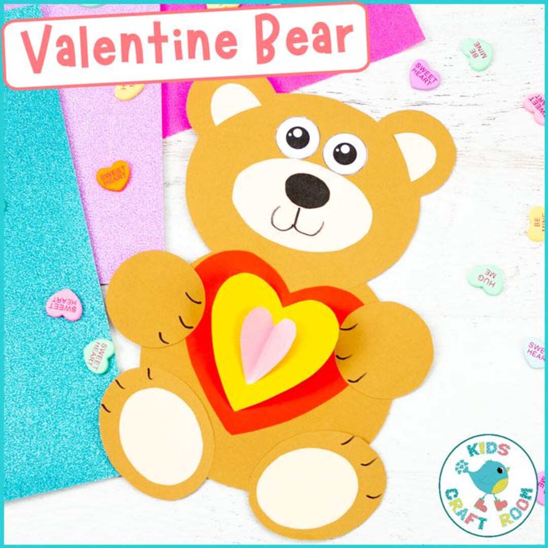 Valentine Bear Craft: Kids Heart Project (digital Download) - Etsy