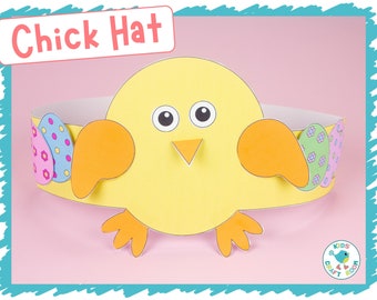 Chick Paper Crown for Kids, Easter Paper Hat Printable, Farm Animal ...