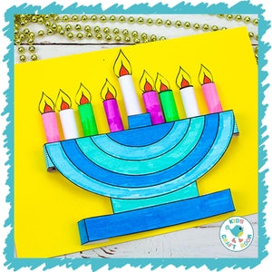 3D Menorah Craft and Hanukkah Cards - Etsy